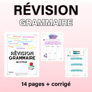 Révision grammaire 5e et 6e année - cahier d'exercices 3e cycle