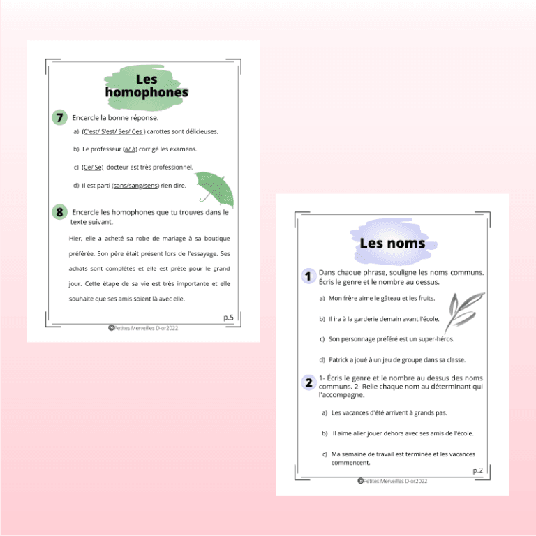 Révision grammaire 3e et 4e année - Cahier d'exercices 2e cycle