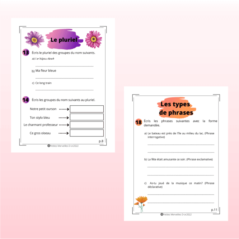 Révision grammaire 3e et 4e année - Cahier d'exercices 2e cycle