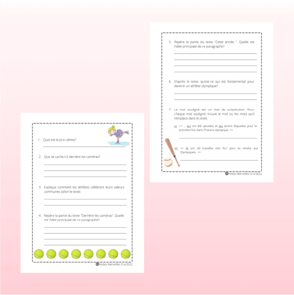 Compréhension de lecture 5e et 6e année - Cahier de texte