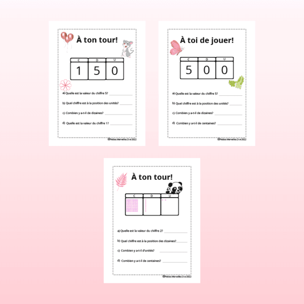 Valeur de position des nombres 1er cycle - Cahier d'exercices