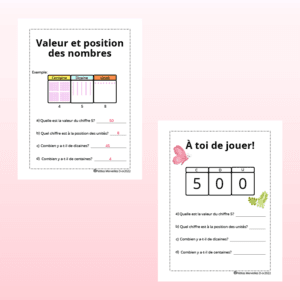 Valeur de position des nombres 1er cycle - Cahier d'exercices