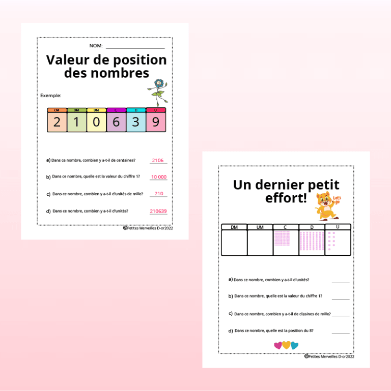 Valeur de position des nombres 3e cycle - Cahier d'exercices