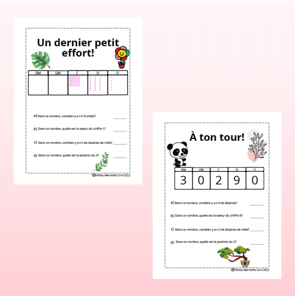 Valeur de position des nombres - Cahier d'exercices 3e et 4e année