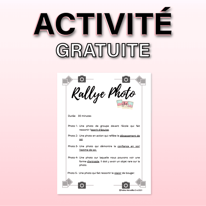 Rallye photo à imprimer - Activité scolaire gratuite pour la classe